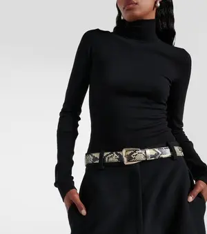 Khaite Benny Snake-effect Leather Belt