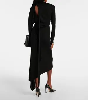 Victoria Beckham Asymmetric Ruched Midi Dress