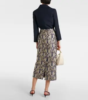 Valentino Garavani Mossi Brocade Midi Skirt
