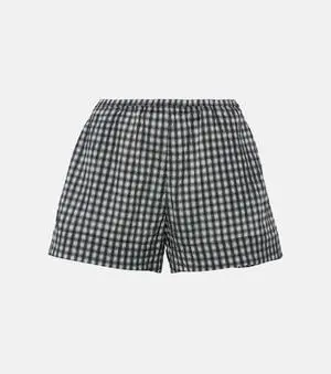 GANNI Checked Seersucker Shorts - Black