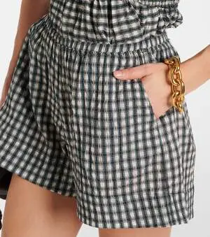GANNI Checked Seersucker Shorts