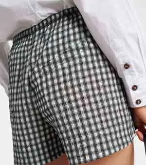 GANNI Checked Seersucker Shorts - Black