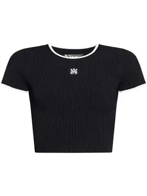 Amiri Ribbed Embroidered Logo Crop Top