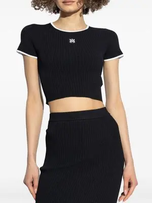 Amiri Ribbed Embroidered Logo Crop Top