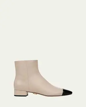 Veronica Beard Cecile Bicolor Cap-Toe Ankle Booties - Ecru/black