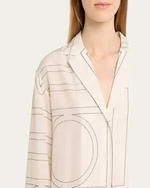 TOTEME Monogram Cotton Pj Top