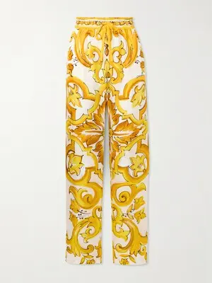 Dolce & Gabbana Maiolica Printed Silk-twill Pants