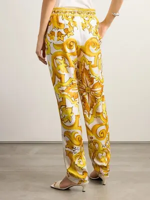 Dolce & Gabbana Maiolica Printed Silk-twill Pants