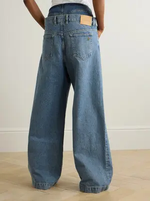 Attico Layered High-rise Wide-leg Jeans