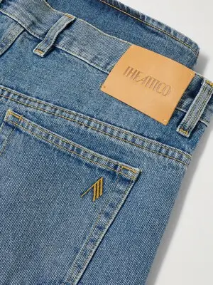 Attico Layered High-rise Wide-leg Jeans