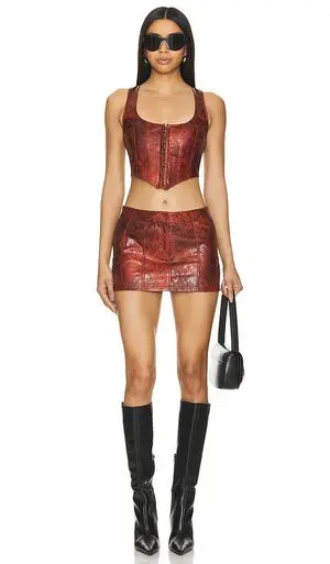 Superdown Juno Faux Leather Top