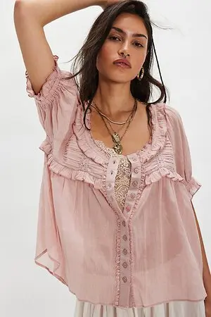 Free People Sweet Nothings Blouse - Pale Mauve