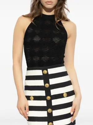 Balmain Geometric-jacquard High-neck Bodysuit