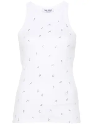 Attico Rhinestone Logo Tank Top