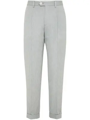 Brunello Cucinelli Pressed-crease Tapered Trousers - Grey