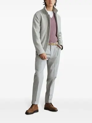 Brunello Cucinelli Pressed-crease Tapered Trousers - Grey