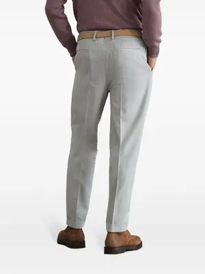 Brunello Cucinelli Pressed-crease Tapered Trousers - Grey