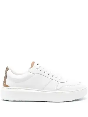 Herno Monogram-heel Leather Sneakers - White