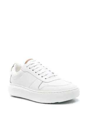 Herno Monogram-heel Leather Sneakers - White