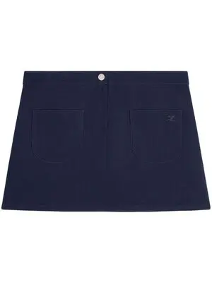 COURREGES Logo-appliqué Twill Mini Skirt - Blue