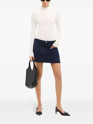 COURREGES Logo-appliqué Twill Mini Skirt - Blue
