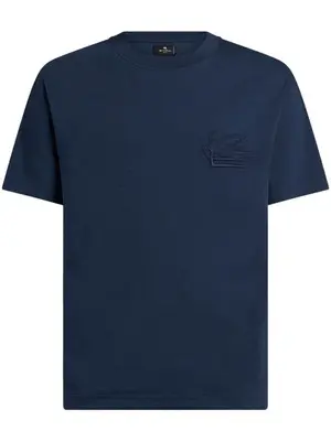 Etro T-shirt With Pegaso Embroidery - Blue