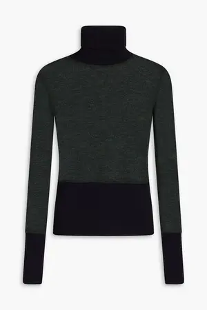 Thom Browne Twotone Ribbed Wool Turtleneck Top