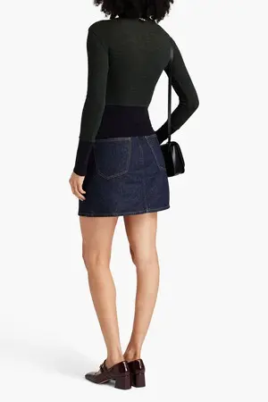 Thom Browne Twotone Ribbed Wool Turtleneck Top