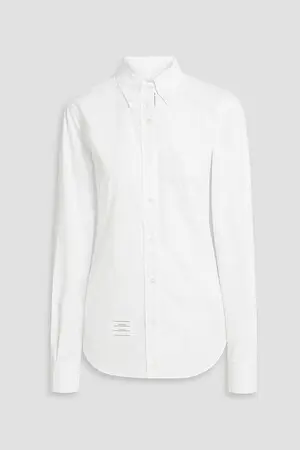 Thom Browne Cotton Poplin Shirt With Logo Appliqu