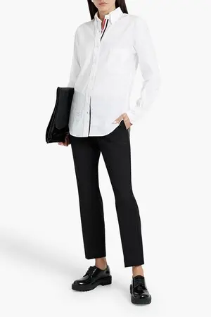 Thom Browne Cotton Poplin Shirt With Logo Appliqu