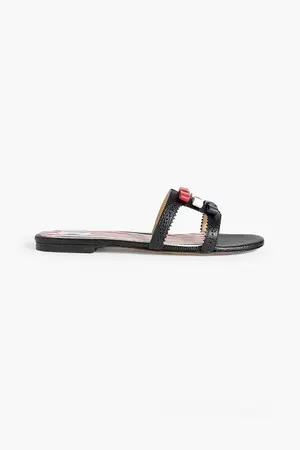 Thom Browne Bow-detailed Pebbled-leather Sandals