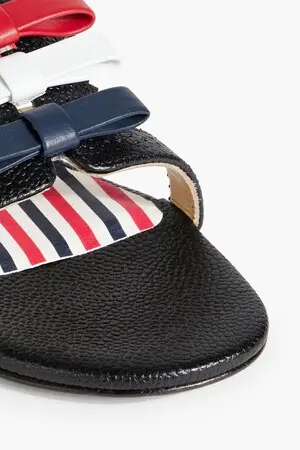 Thom Browne Bow-detailed Pebbled-leather Sandals