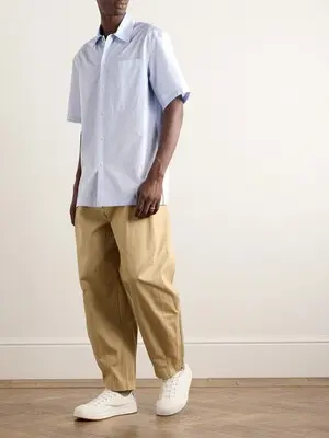 JIL SANDER Oversized Logo-embroidered Striped Cotton-poplin Shirt