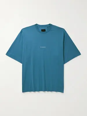 Givenchy Aqua Star Story Oversized Logo-embroidered Printed Cotton-jersey T-shirt