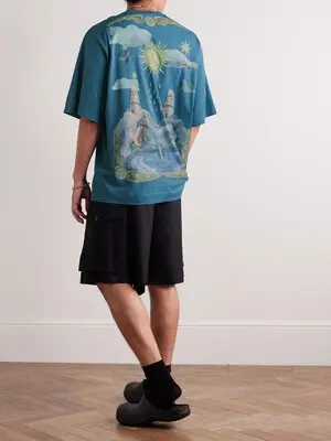 Givenchy Aqua Star Story Oversized Logo-embroidered Printed Cotton-jersey T-shirt