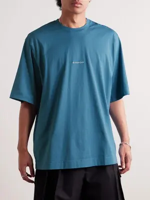 Givenchy Aqua Star Story Oversized Logo-embroidered Printed Cotton-jersey T-shirt