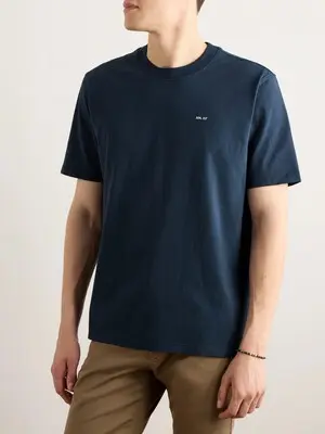 Nn07 Adam 3209 Logo-embroidered Pima Cotton-jersey T-shirt - Blue