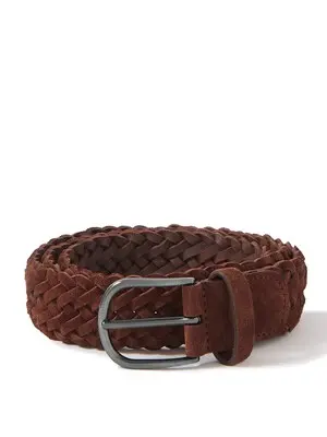 Anderson's Anderson's - 3.5cm Woven Suede Belt - Men - Brown - EU 95 Brown