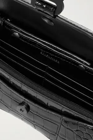 Balenciaga Hourglass Croc-effect Shoulder Bag - Black