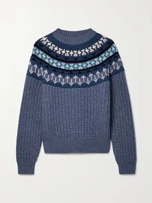 Loro Piana Noel Fair Isle Cable-knit Cashmere Sweater - Multi
