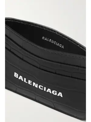Balenciaga Cash Printed Croc-effect Leather Cardholder