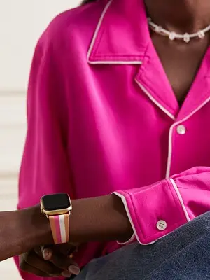 LACALIFORNIENNE Striped Leather Watch Strap - Pink