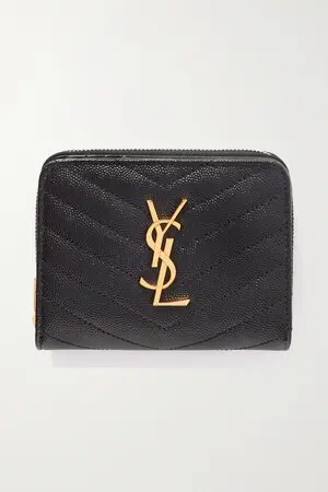 Saint Laurent Monogramme Quilted Textured-leather Wallet - Black