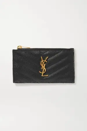 Saint Laurent Monogramme Small Quilted Textured-leather Wallet - Black
