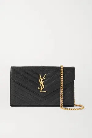 Saint Laurent Cassandre Matelassé Textured-leather Chain Wallet