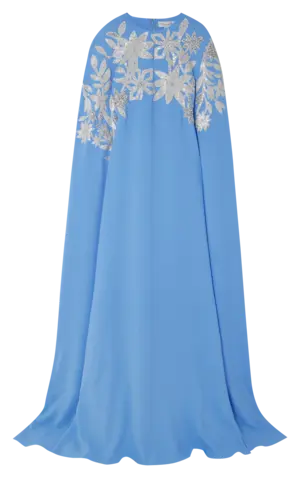 Oscar De La Renta Cape-effect Embellished Stretch-silk Crepe Gown
