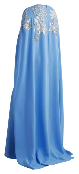 Oscar De La Renta Cape-effect Embellished Stretch-silk Crepe Gown