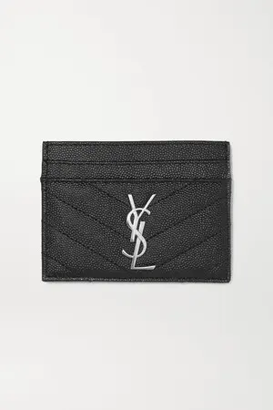 Saint Laurent Monogramme Quilted Textured-leather Cardholder Black