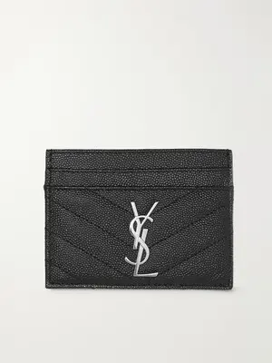 Saint Laurent Monogramme Quilted Textured-leather Cardholder - Black