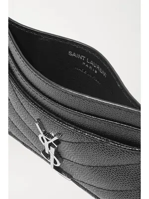 Saint Laurent Monogramme Quilted Textured-leather Cardholder - Black